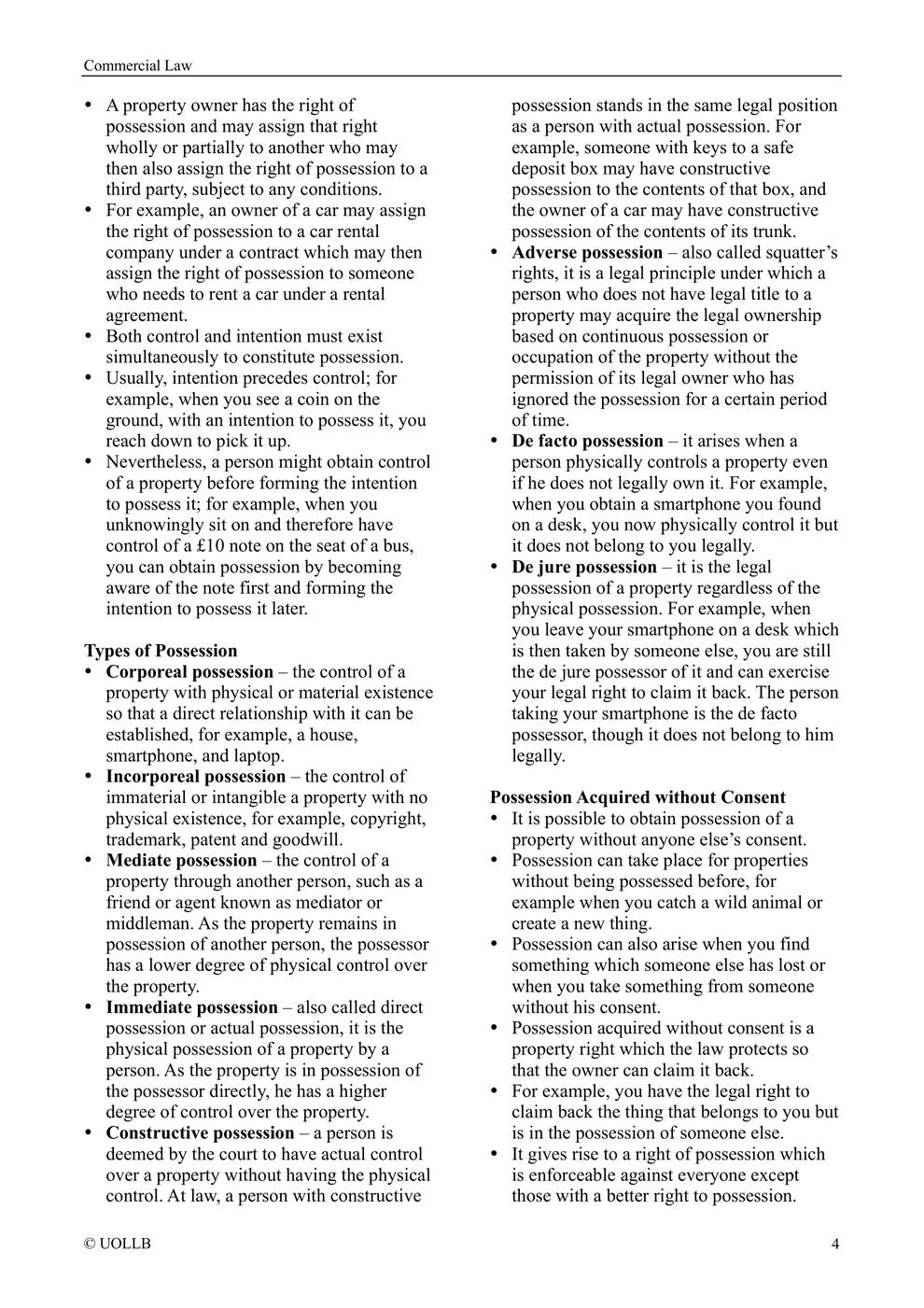 Commercial Law – UOLLB First Class Law Notes®
