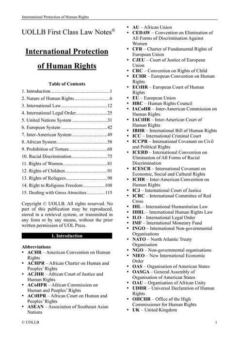 International Protection of Human Rights – UOLLB®