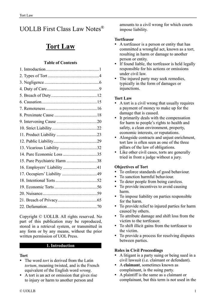 Law Notes – UOLLB First Class Law Notes®